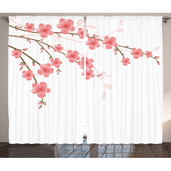 East Urban Home Rustikaler Vorhang, Cherry Blossom Kunstwerk, Blume, Grün Rosa | Wayfair.de